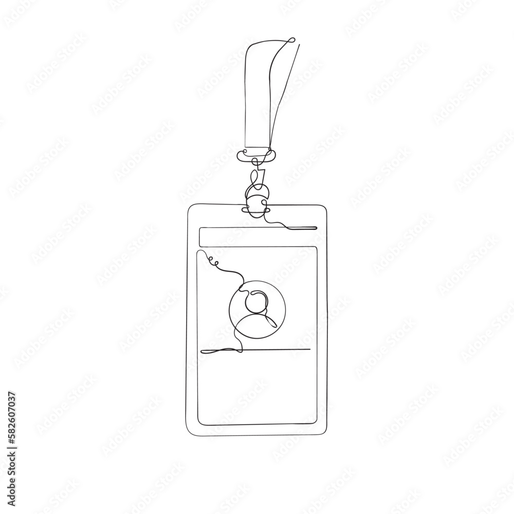continuous line drawing employee identification card illustration ...