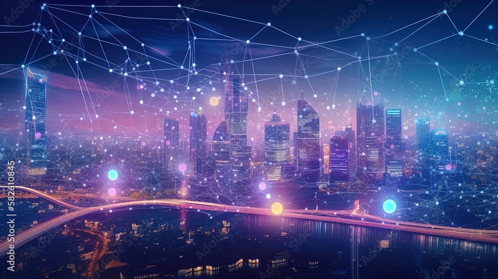 Smart City: Abstract Dot Connections, Gradient Lines, and Aesthetic ...