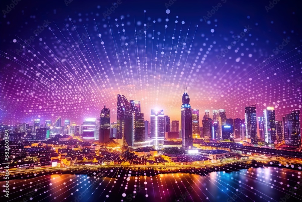 Smart City: Abstract Dot Connections, Gradient Lines, and Aesthetic ...