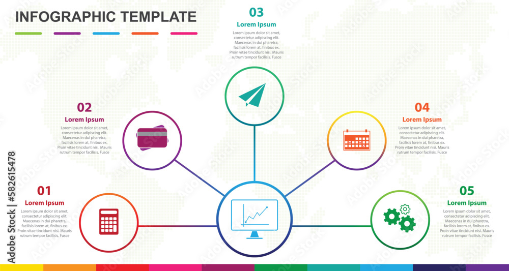 Vector de Stock Infographic template for business. Six steps Mindmap diagram, presentation ...