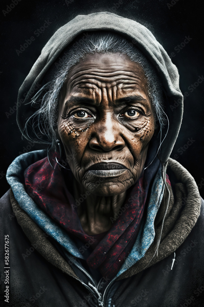 Stock-Illustration „Portrait of very poor African American person ...