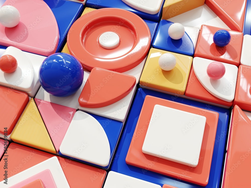 3D render of an abstract pattern in the 70s restro style, Bauhaus ...