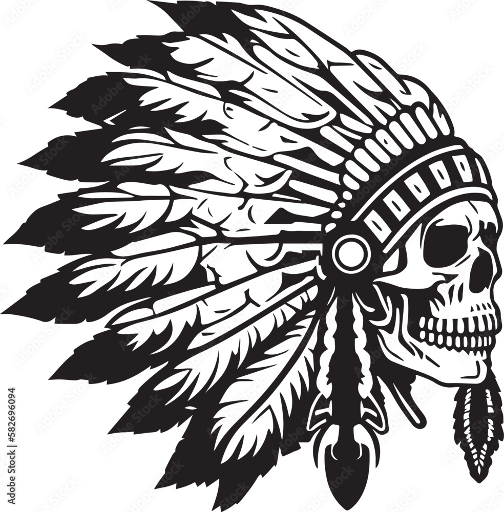 Indian skull Vector illustration, Isolated on the white background ...