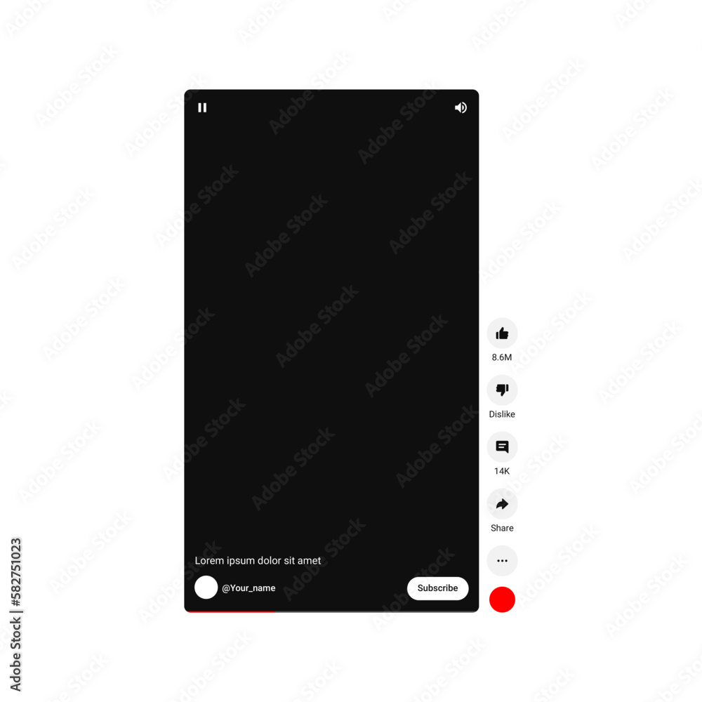 youtube shorts mockup social media web template frame. youtube video player social network mock ...