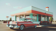 Vintage American Diner With Classic Car Free Stock Photo - Public ...