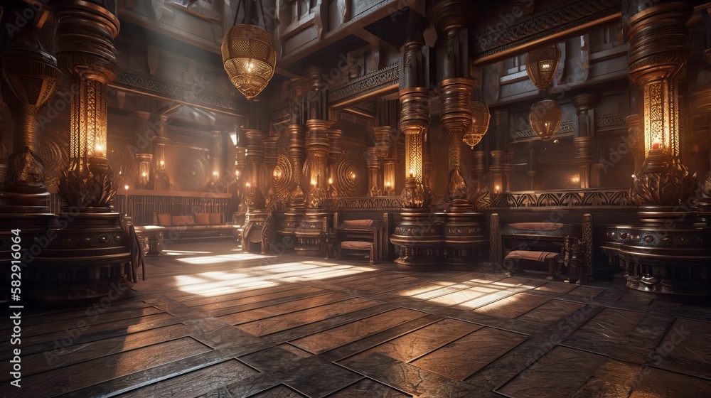 Ancient hindu temple interior background. Generative AI technology ...