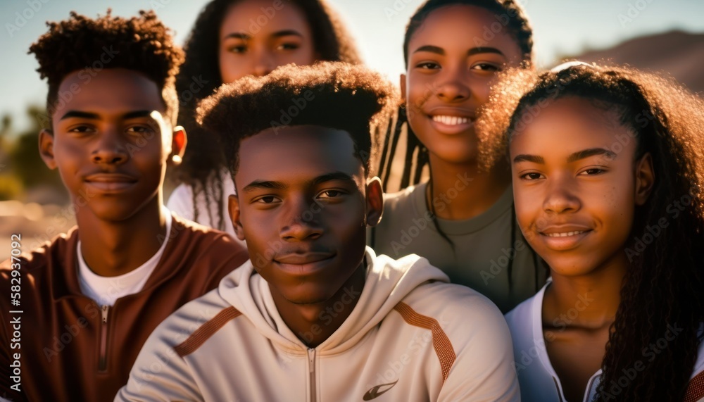 Group of Diverse and Empowered African American Black Youth High School ...