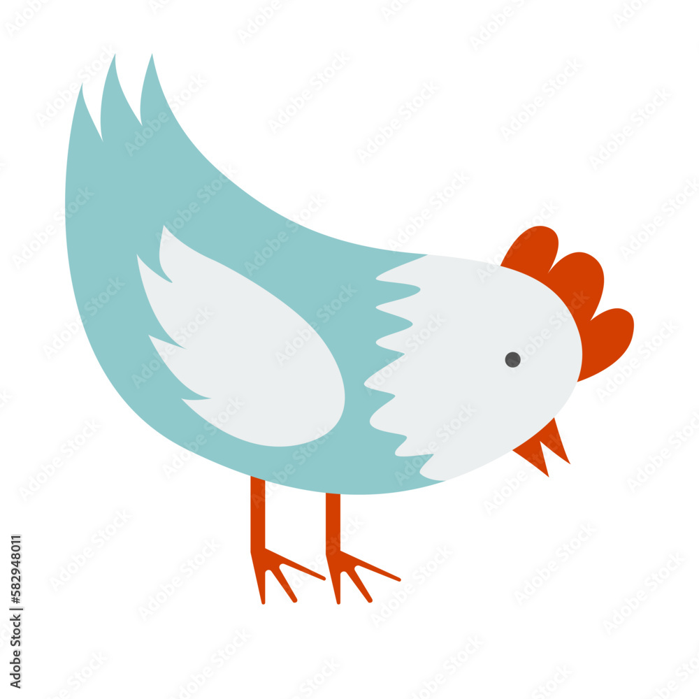 Cute hen in a flat cartoon style. Vector illustration Stock Vector ...