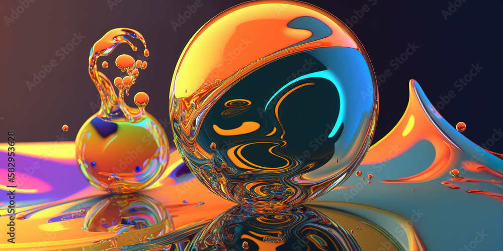 Abstract liquid vibrant colours, very colourful, ray tracing, unity URP shaders Stock ...