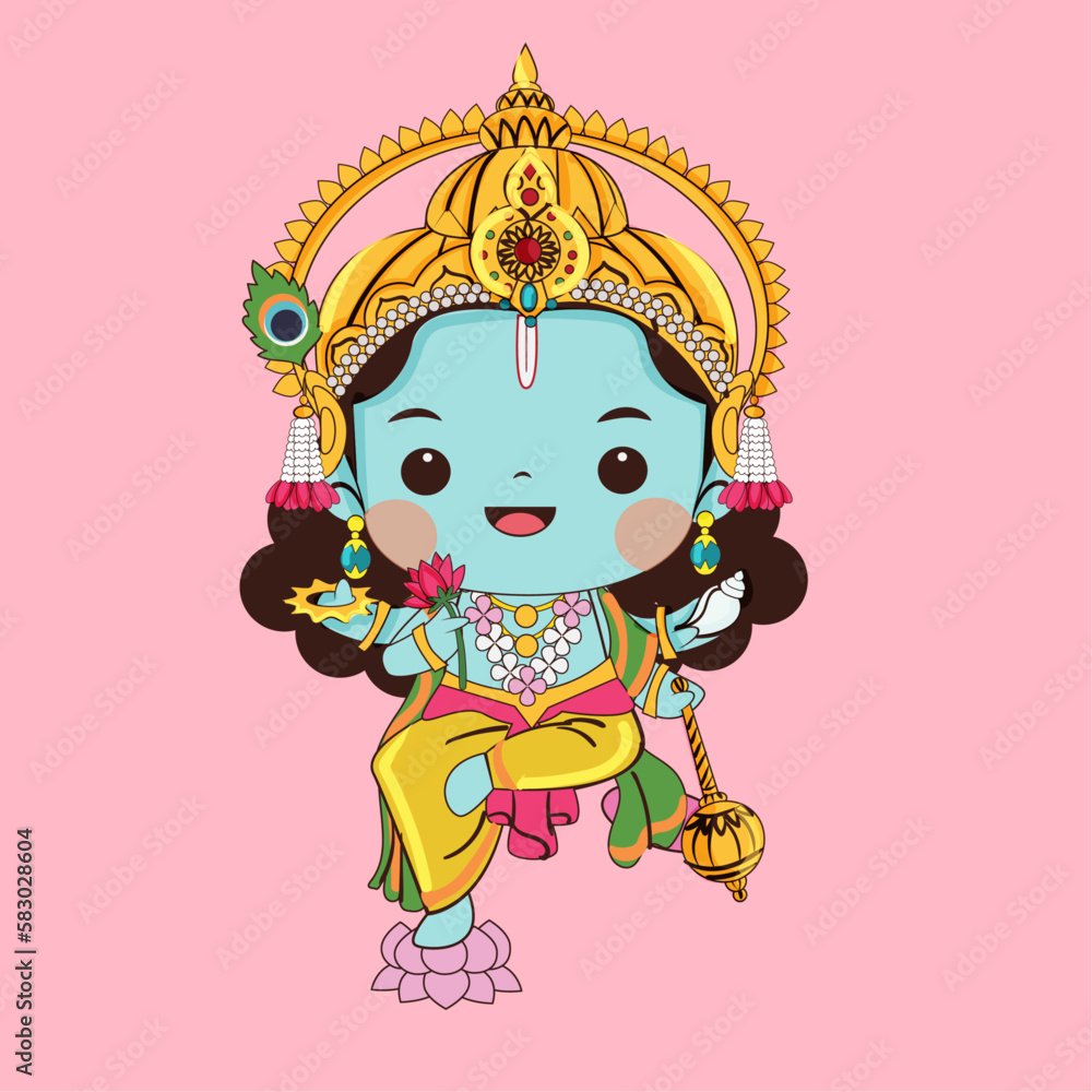 Cute Hindu gods cartoon character Stock Vector | Adobe Stock