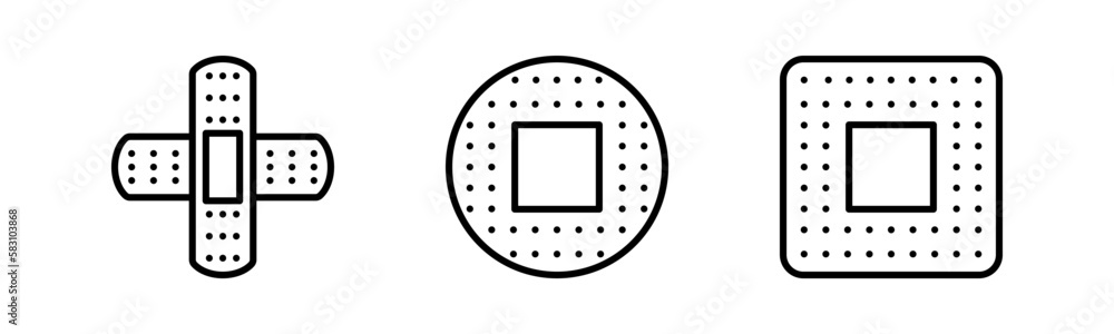 Patch icon set. Adhesive plaster, transdermal patch, nicotine patch ...