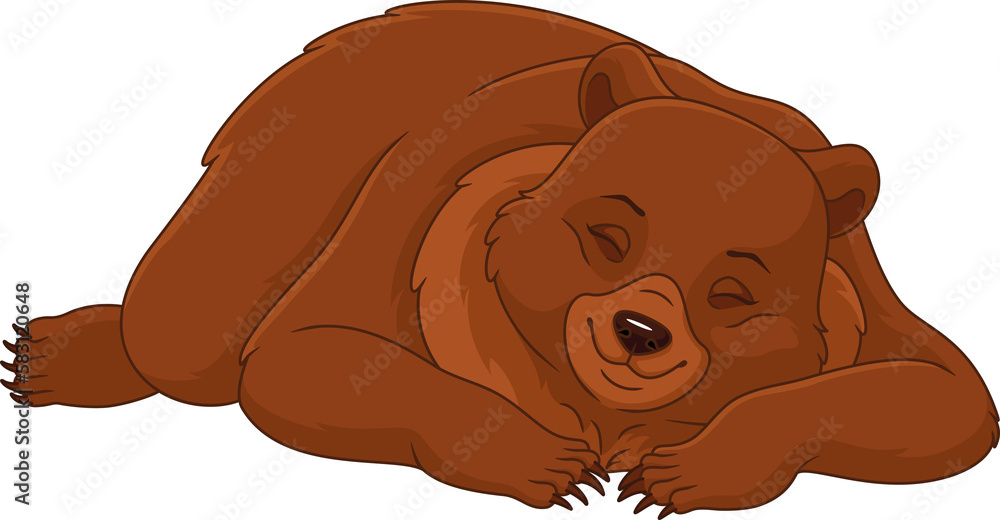 Sleeping bear isolated on white background cartoon illustration Stock ...