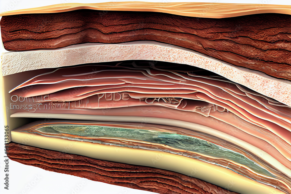 Cross-section of the skin abstract: This image shows the different ...