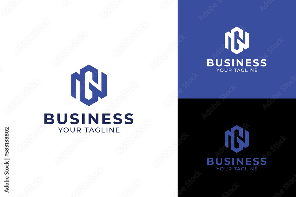 Modern letter NG, strong monogram letter ng logo design, gn logo vector ...