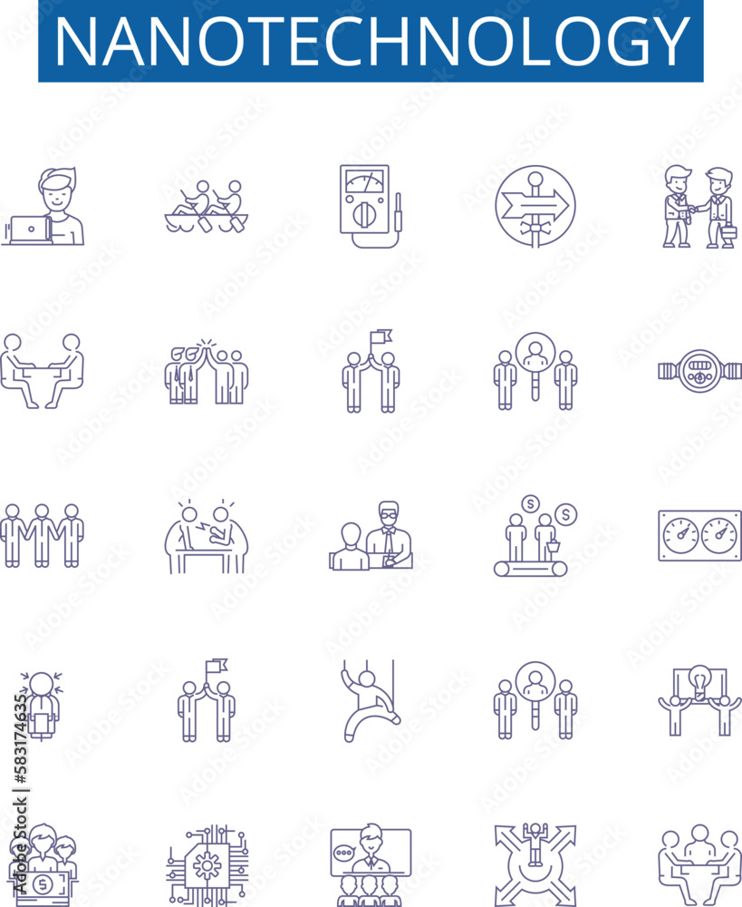 Nanotechnology line icons signs set. Design collection of Nano ...