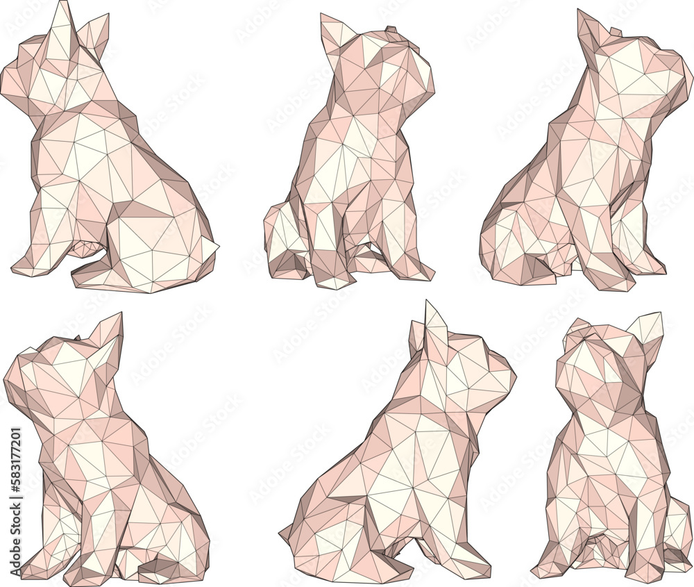 vector sketch illustration of golden dog polygon statue Stock Vector ...
