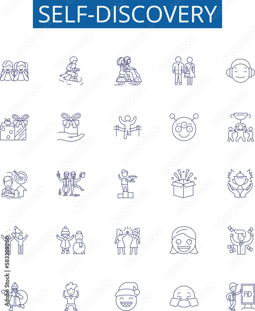 Self-discovery line icons signs set. Design collection of Exploration ...