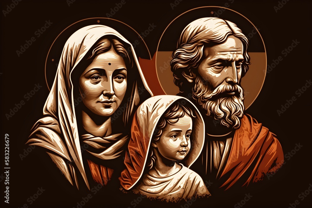 Wallpaper Illustration and background of Jesus, Mary and Joseph, holy ...