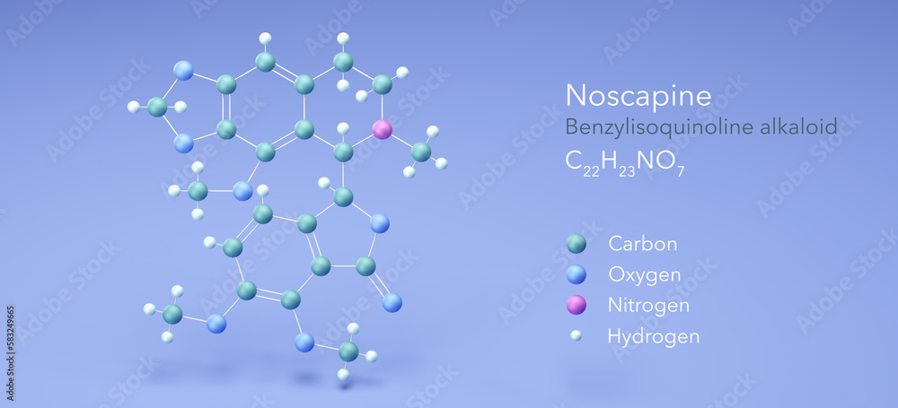 noscapine molecule, molecular structures, narcotine, 3d model ...