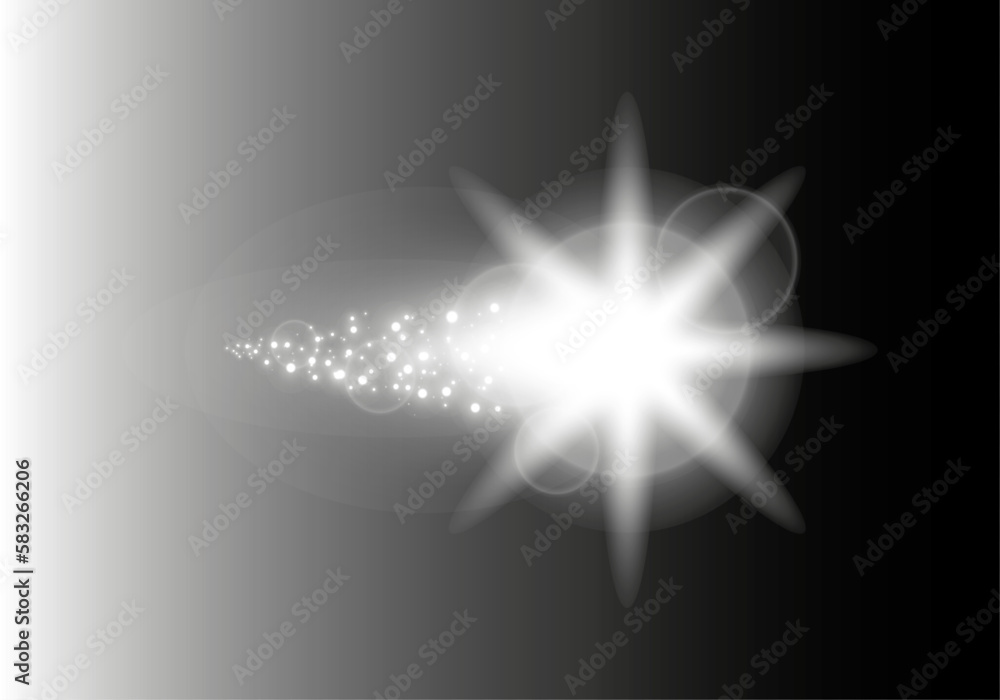 Realistic bright light effects of sparkling stars on transparent background for vector Stock ...