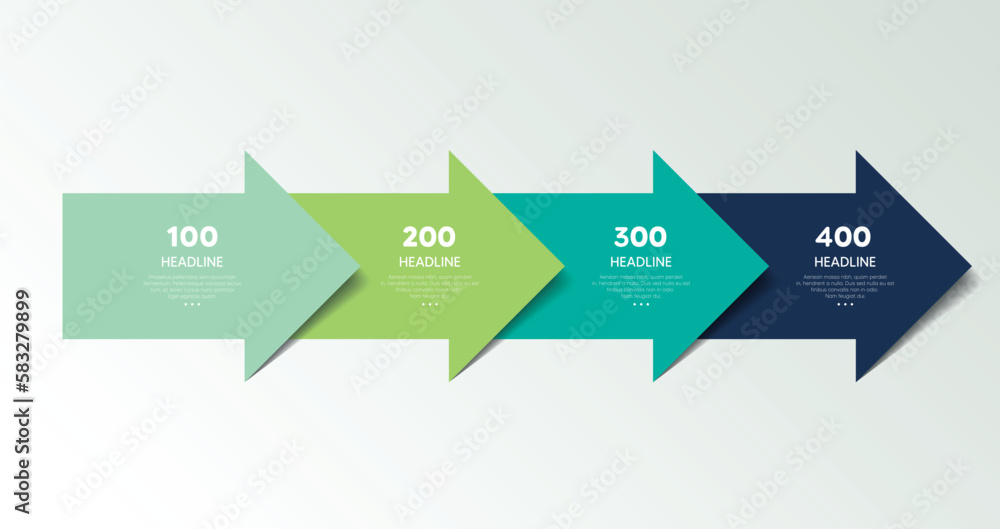 Four step arrow template for presentation. 4 steps options, elements ...