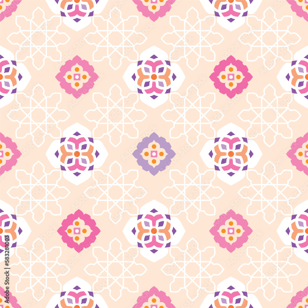Arabic damask seamless pattern, ornate template background design ...