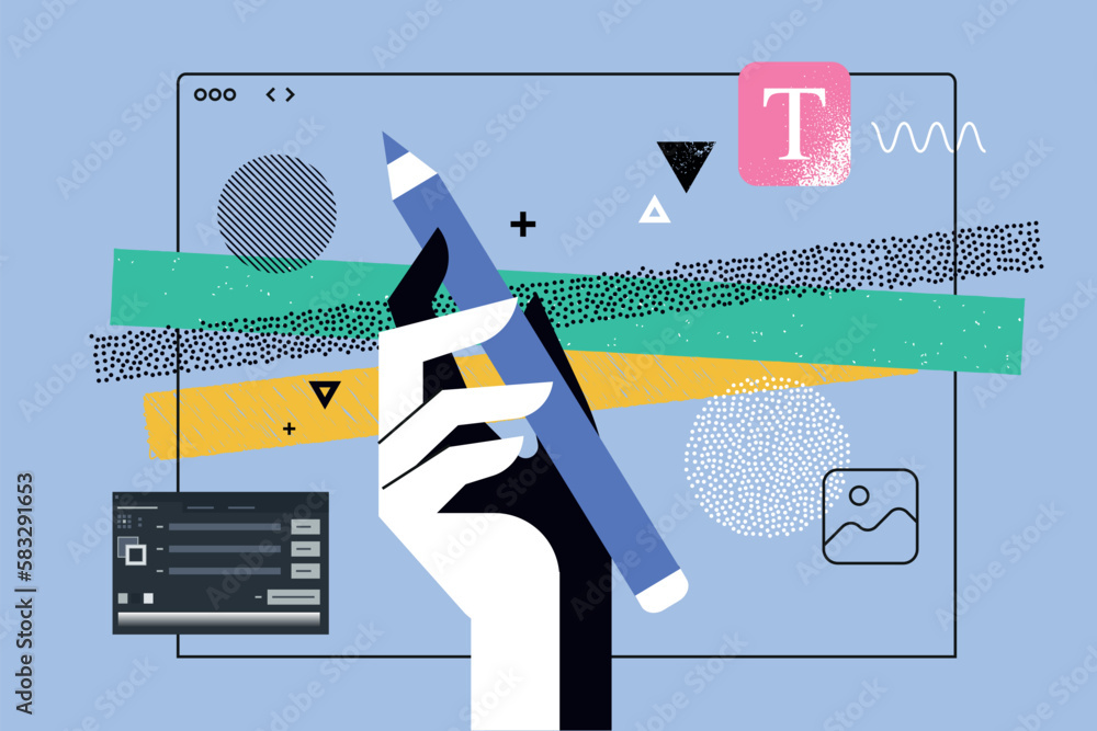 Vector illustration of creative design, graphic design app and tool ...