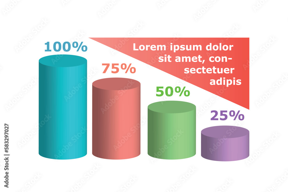 Info columns concept. Statistics, graphs, charts and diagrams. Segmentation in percents, piece ...