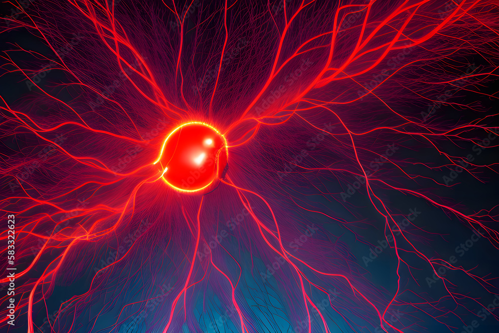 Electric discharge between red blood cells erythrocytes in an artery on ...
