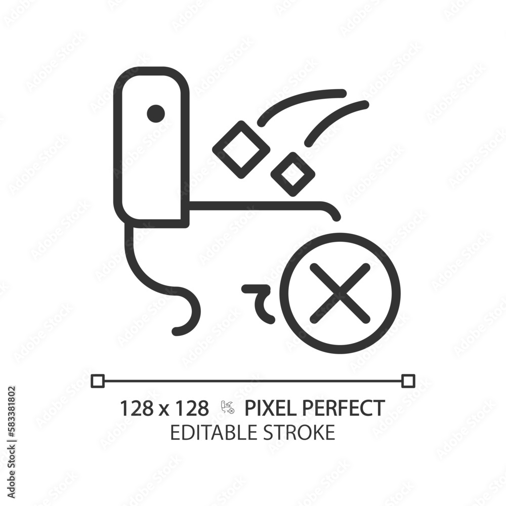Do not throw trash in toilet pixel perfect linear icon. Restroom usage ...
