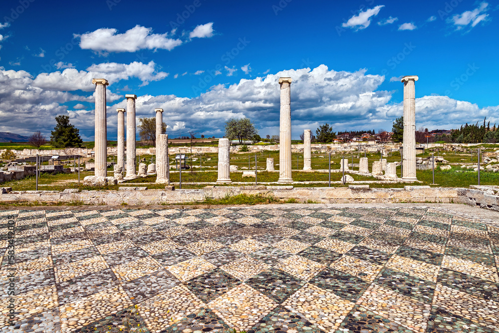 The "House of Dionysus" at the archaeological site of Ancient Pella ...