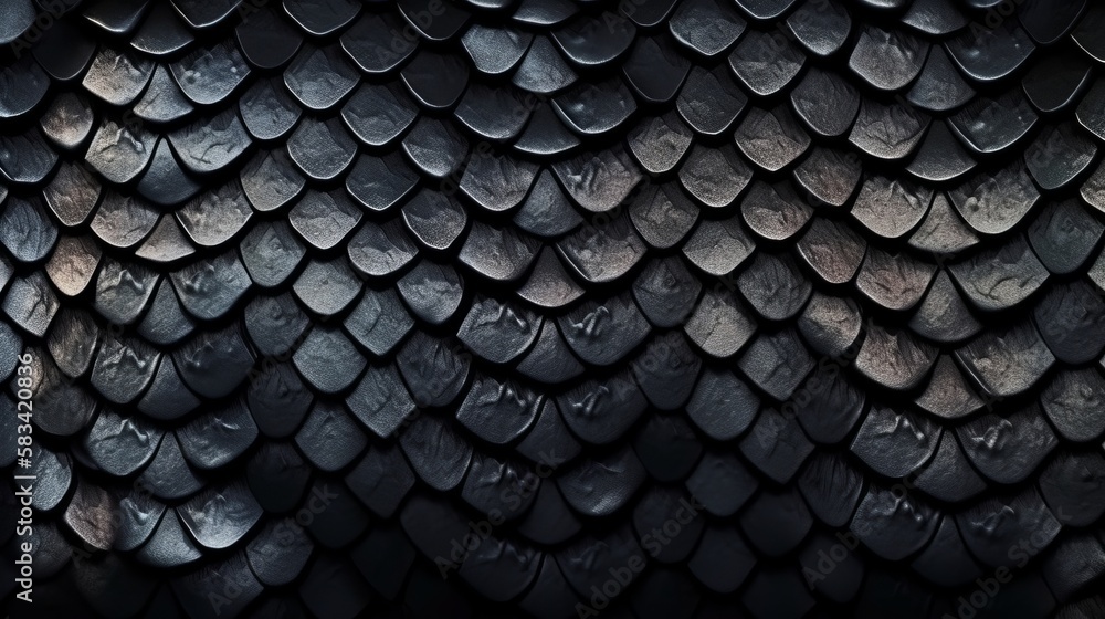 Black scales. Dragon, snake, lizard scale pattern Generative AI Stock ...