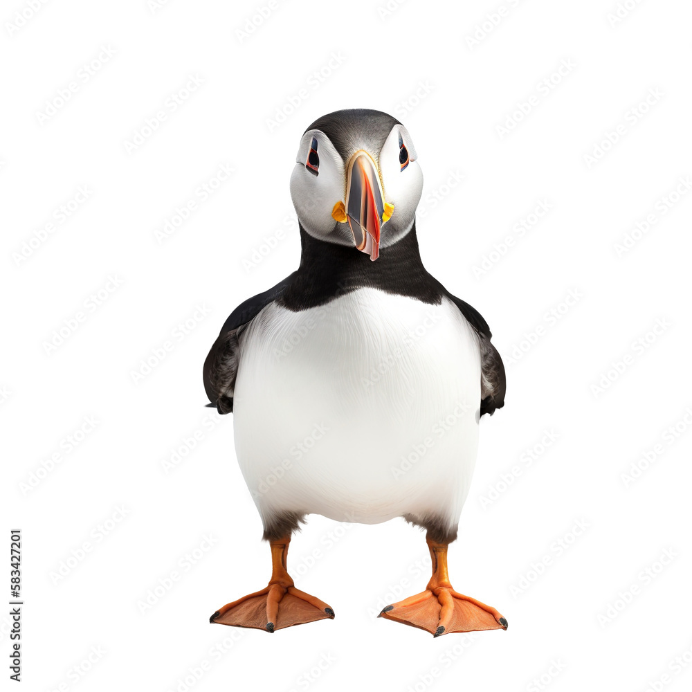 puffin front view isolated on white background Stock Illustration ...