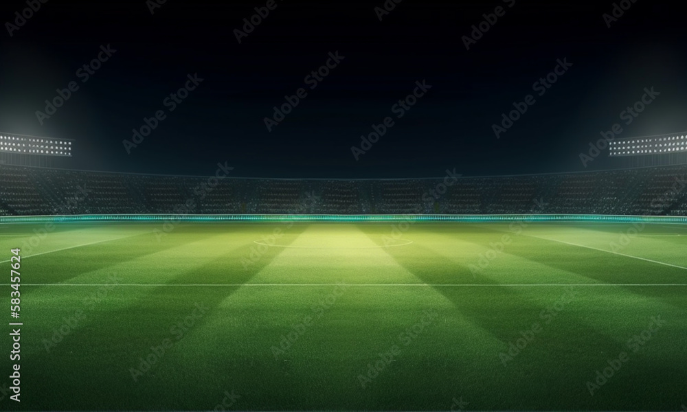 Empty soccer field from center midline wallpaper background with empty ...