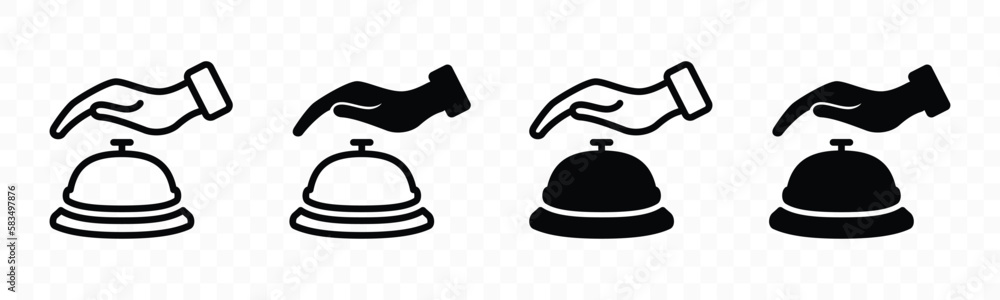 Pressed the bell icon set. Service, reception, hotel, costumer, guest ...