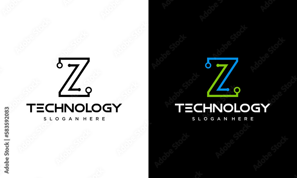 letter symbol Z tech line art minimalist modern logo Stock Vector ...