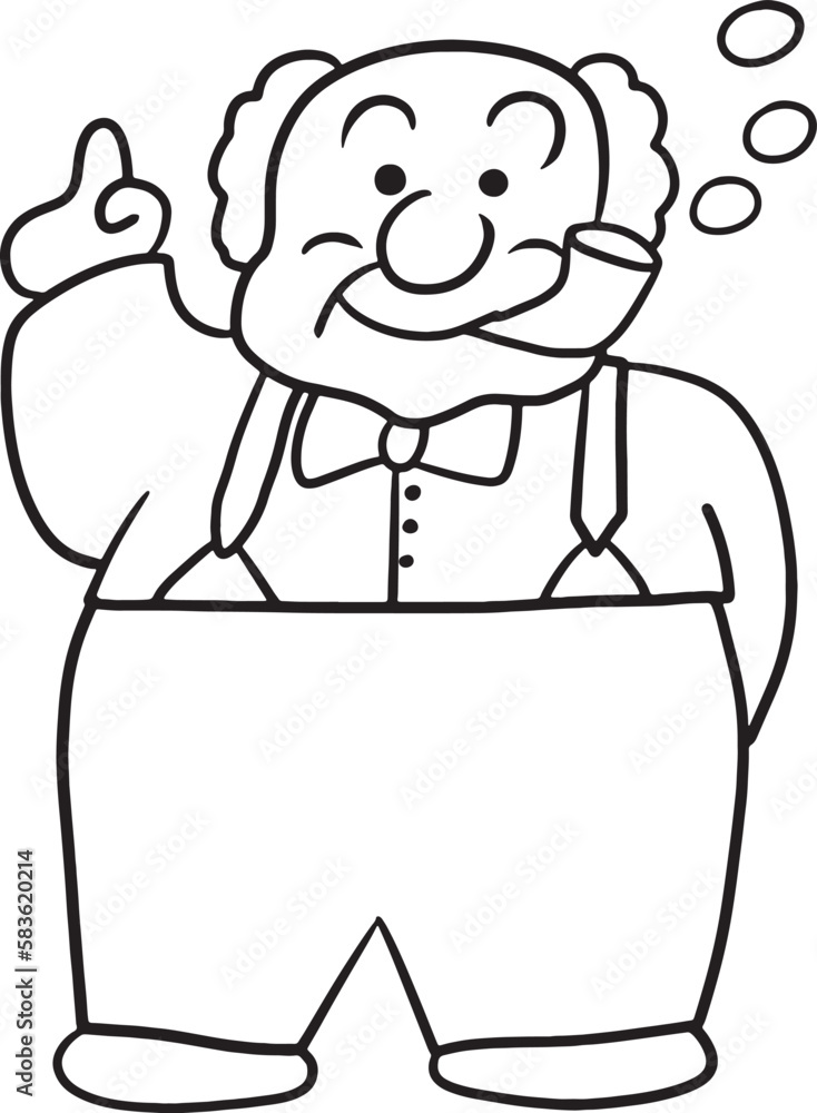 Old man cartoon doodle kawaii anime coloring page cute illustration ...