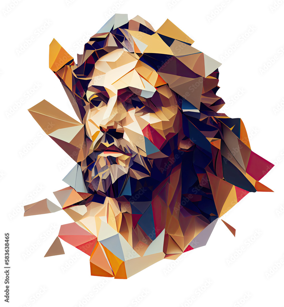 Statue portrait of Jesus Christ Easter in low poly style polygon ...