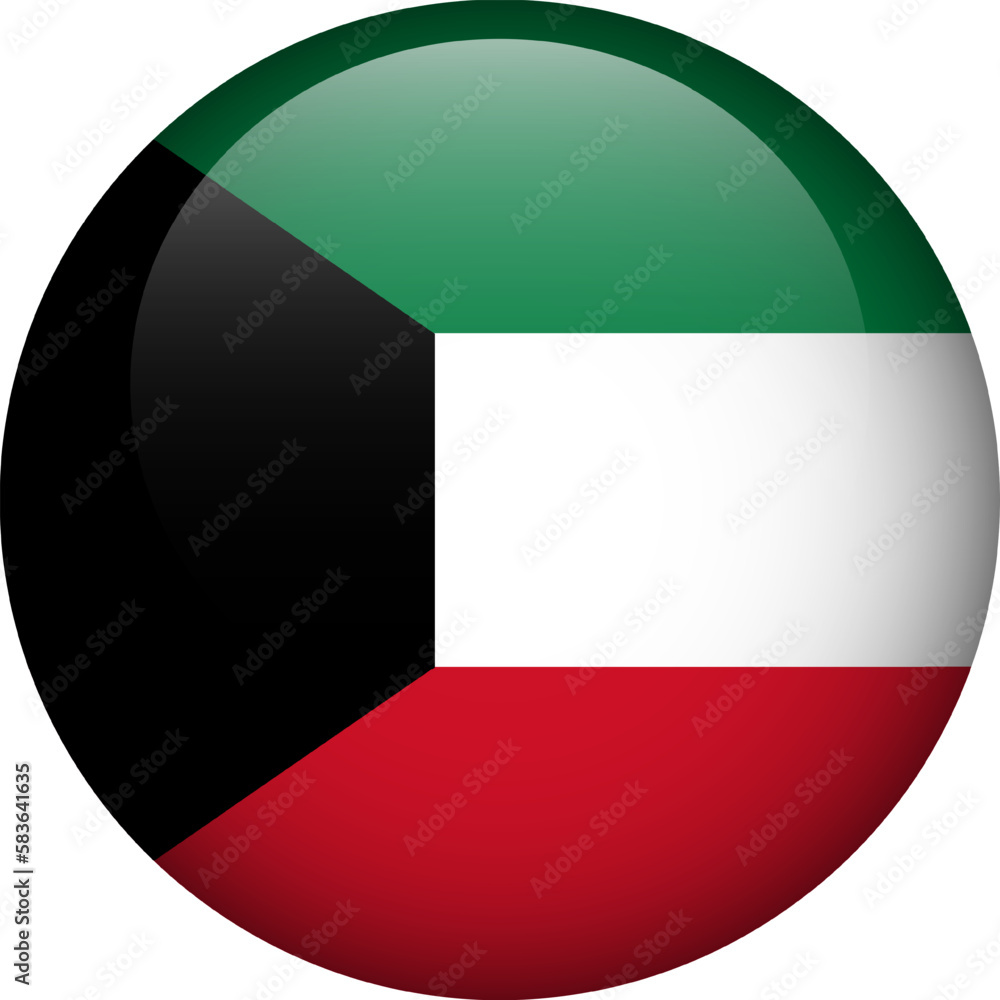 Kuwait flag button. Emblem of Kuwait. Vector flag, symbol. Colors and ...