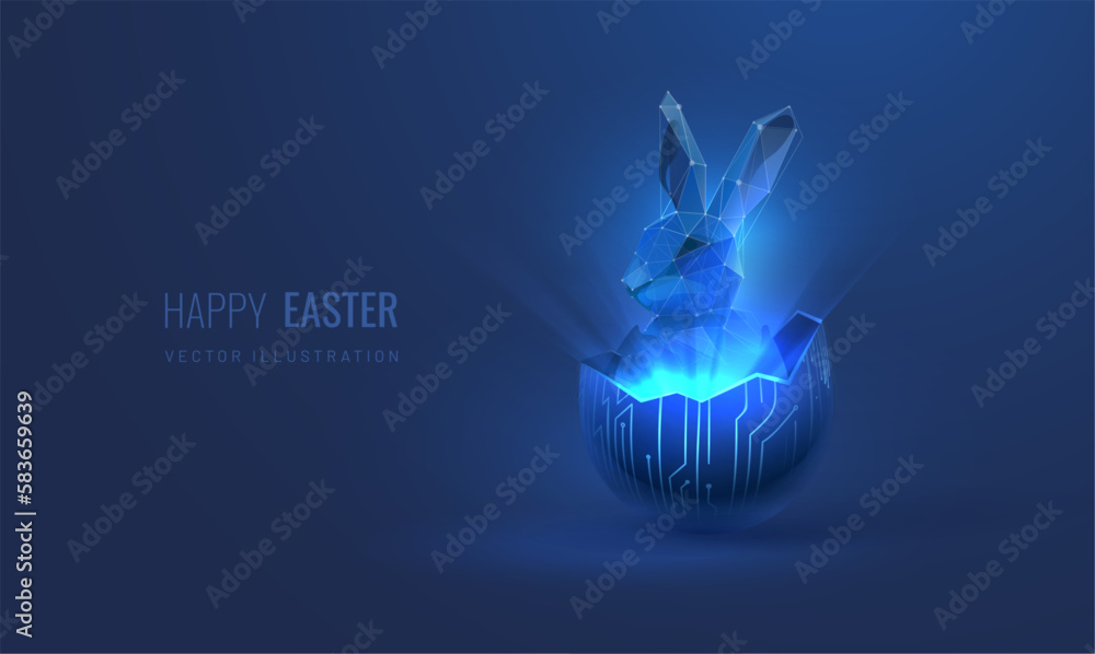 Happy easter background in digital tech style. Concept for greeting ...