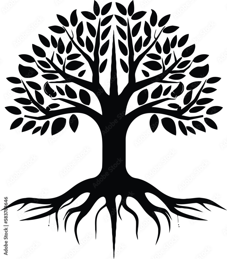 Yggdrasil tree, vector isolated on white background, vector ...