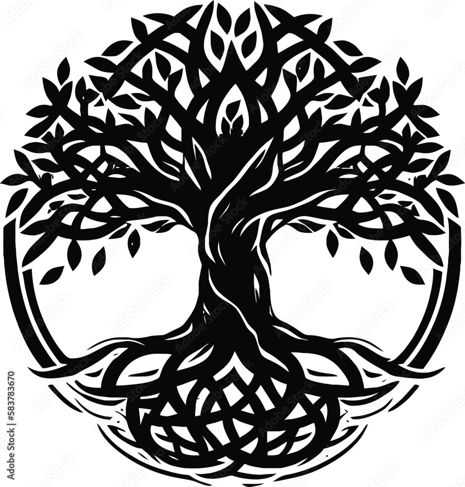 Vector de Stock Yggdrasil tree, vector isolated on white background ...