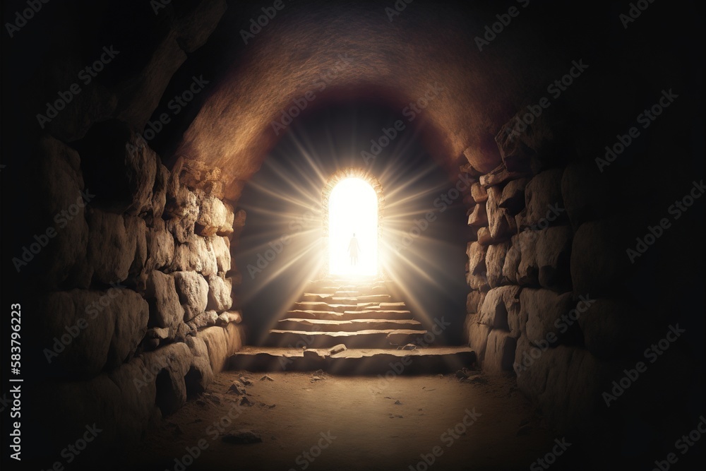 Resurrection of Jesus Christ, empty tomb, Jesus coming out of the tomb ...