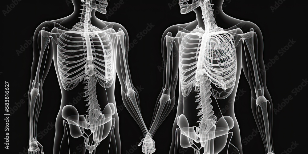 X-ray of human body: An image of the human body, including bones and ...