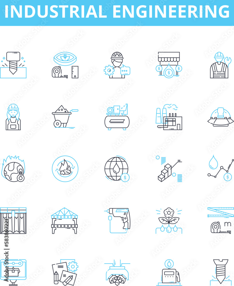 Industrial engineering vector line icons set. Industrial, Engineering ...