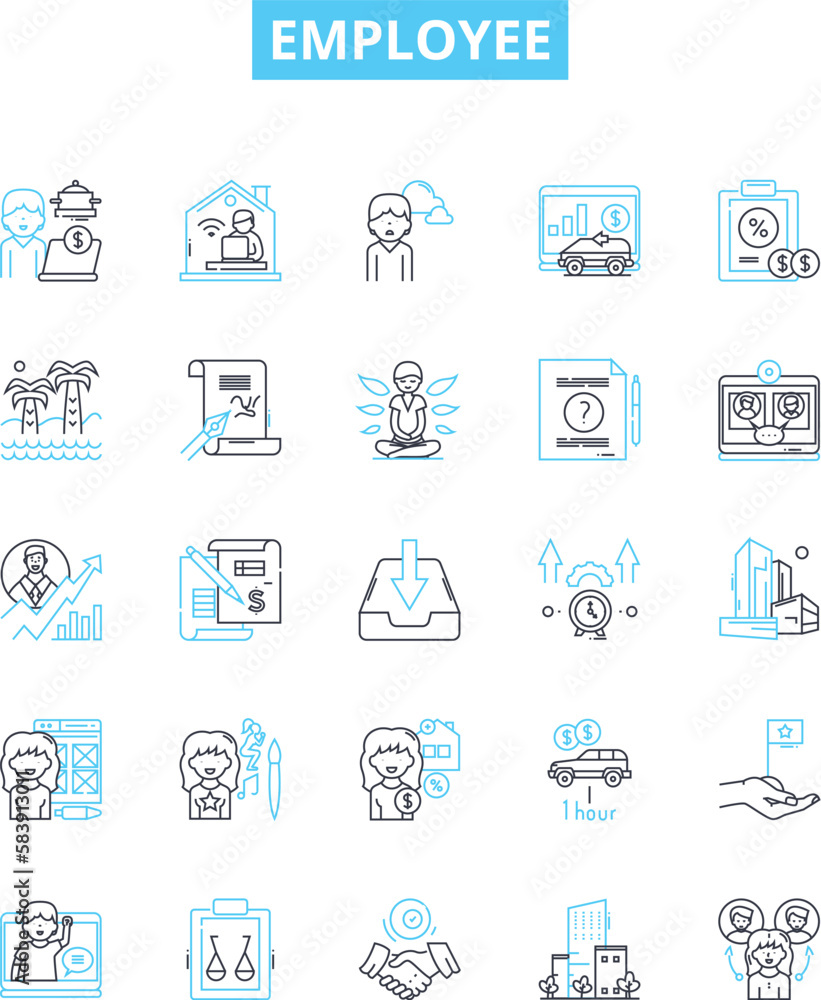 Employee vector line icons set. Worker, Staff, Personnel, Colleague ...