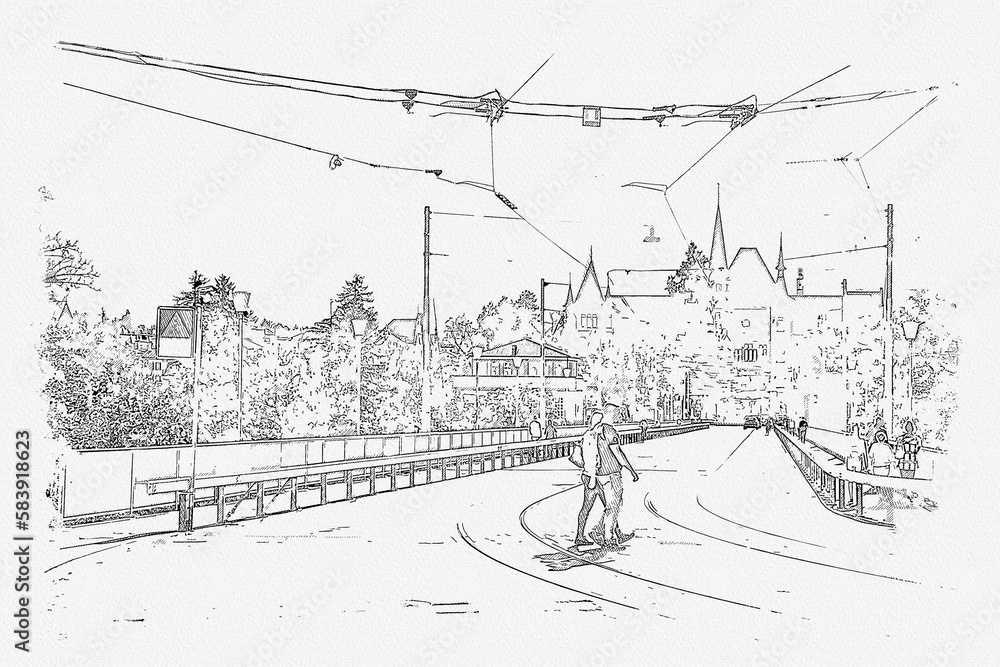 Building view with landmark of Bern is the capital city of Switzerland ...