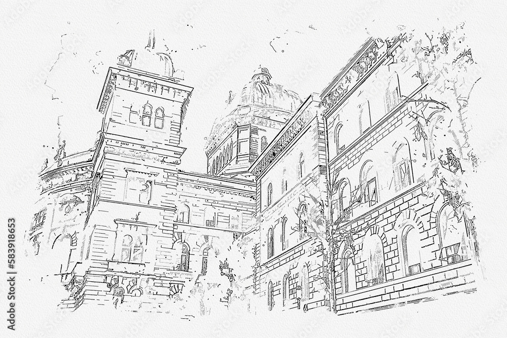 Building view with landmark of Bern is the capital city of Switzerland ...