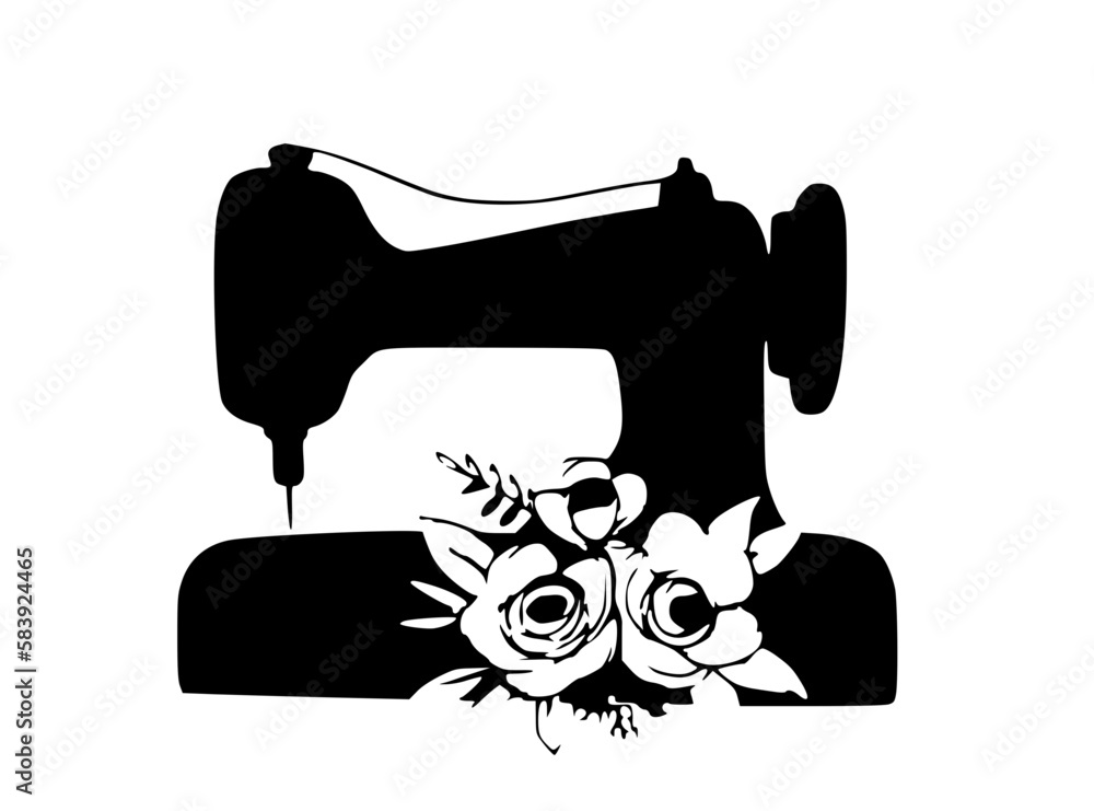 Floral Sewing Machine SVG DXF EPS Package, Flowers svg, Seamstress svg ...