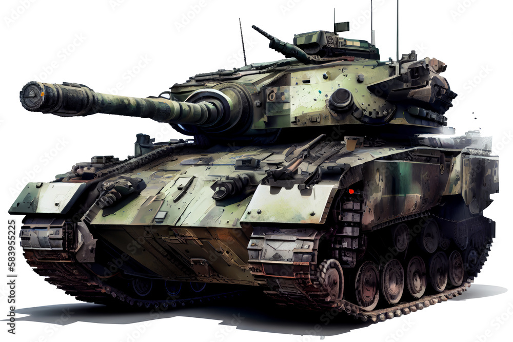 Military tank side view isolated on white, with transparent background ...